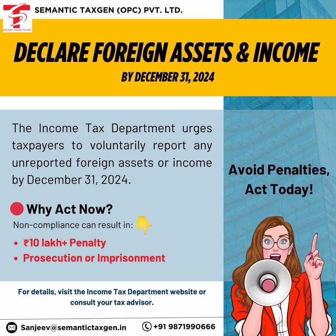 Declare Foreign Assets & Income By December 31, 2024: Avoid Penalties & Stay Compliant